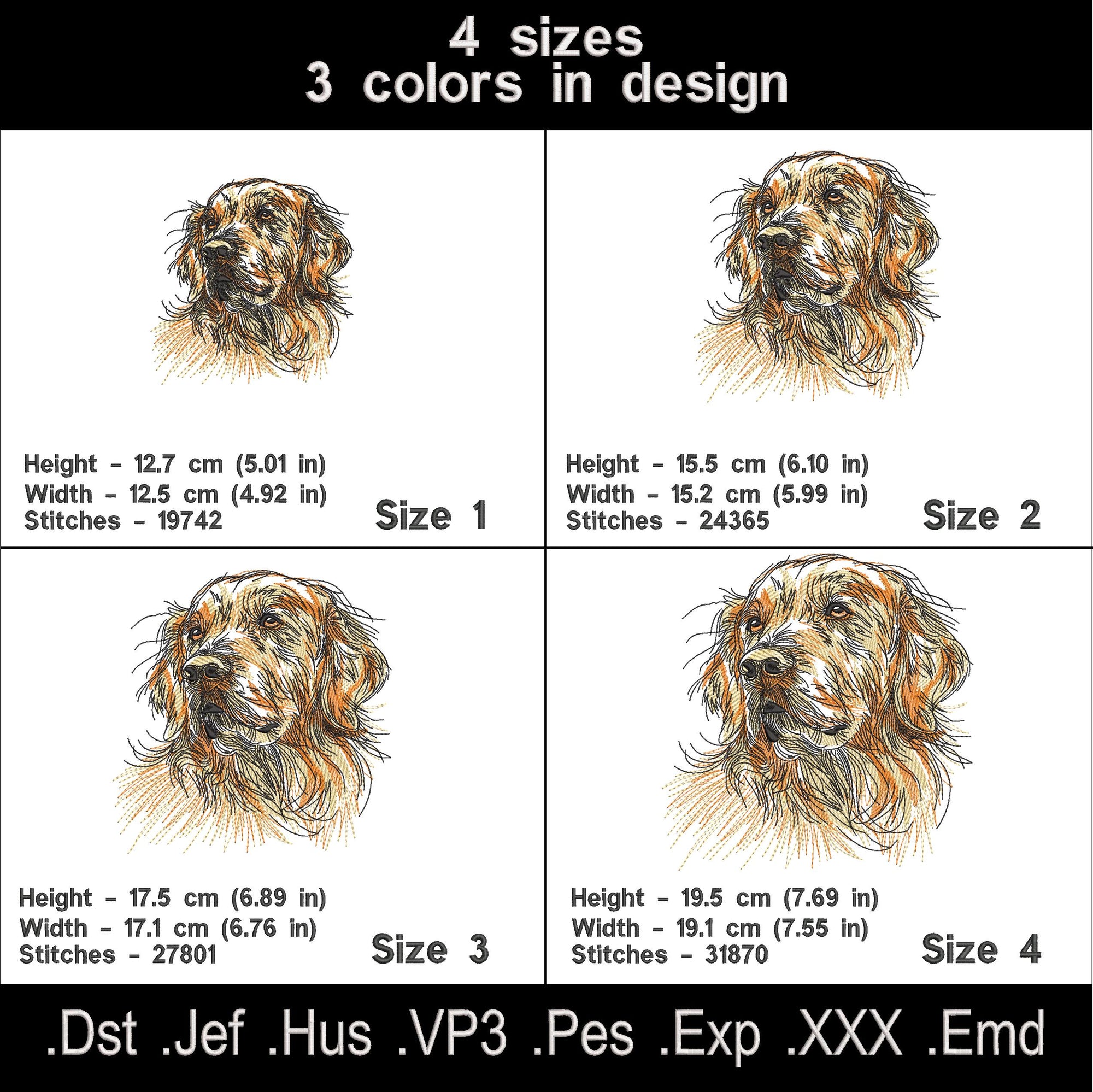Golden Retriever Digital Machine Embroidery Design. – BarvnaEmbroidery