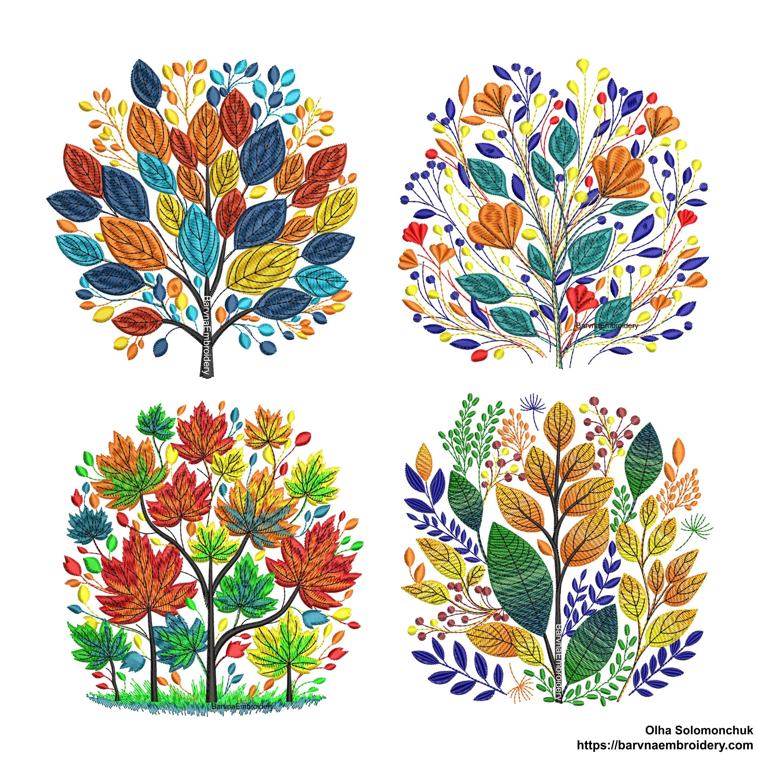 Fall embroidery designs. Autumn leaves embroidery designs for machine ...