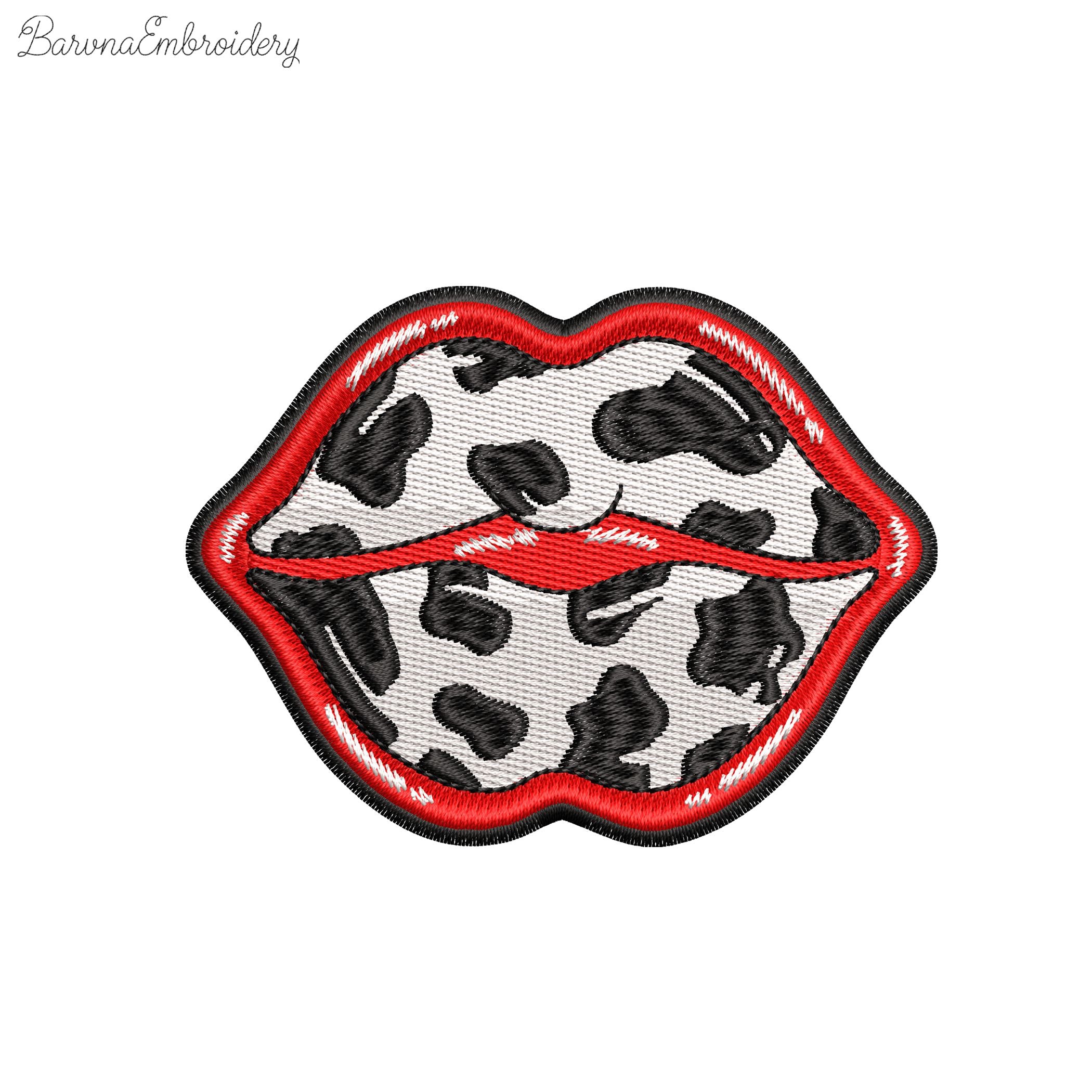 Cow Print Lips Embroidery Design | Digital Download – BarvnaEmbroidery