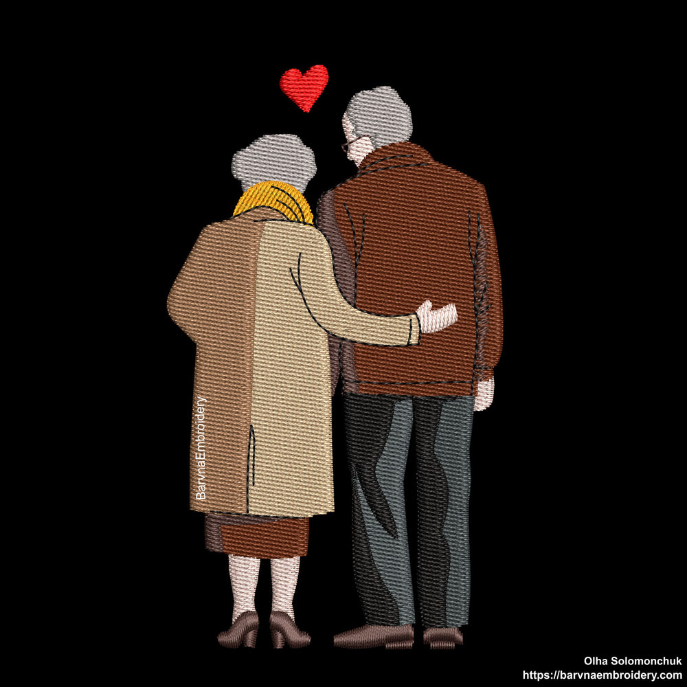 Elderly couple Machine embroidery designs. – BarvnaEmbroidery