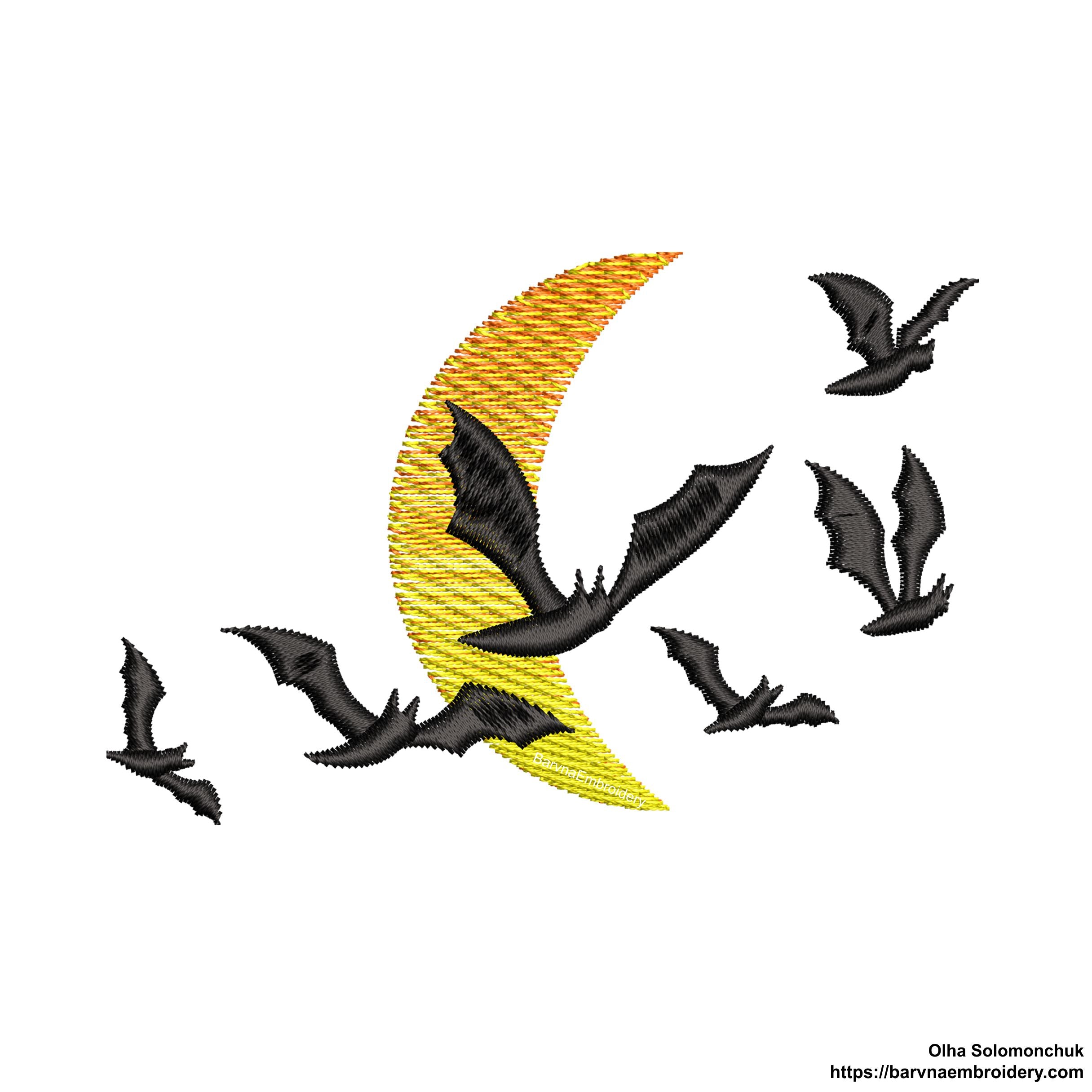 Flying bats Embroidery designs for machine, Halloween embroidery ...
