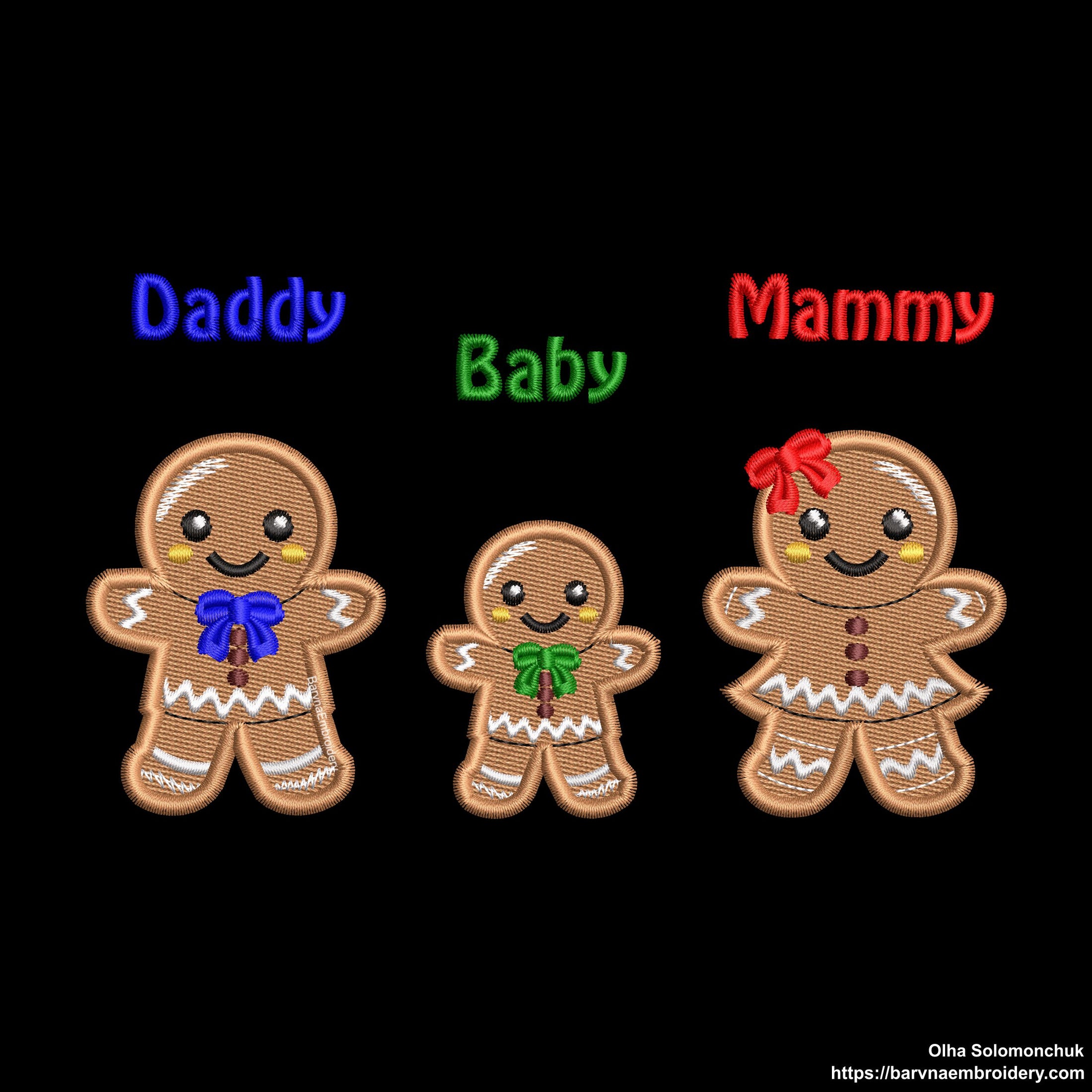 Christmas Gingerbread Family Embroidery design for Machine, Daddy Mamm ...