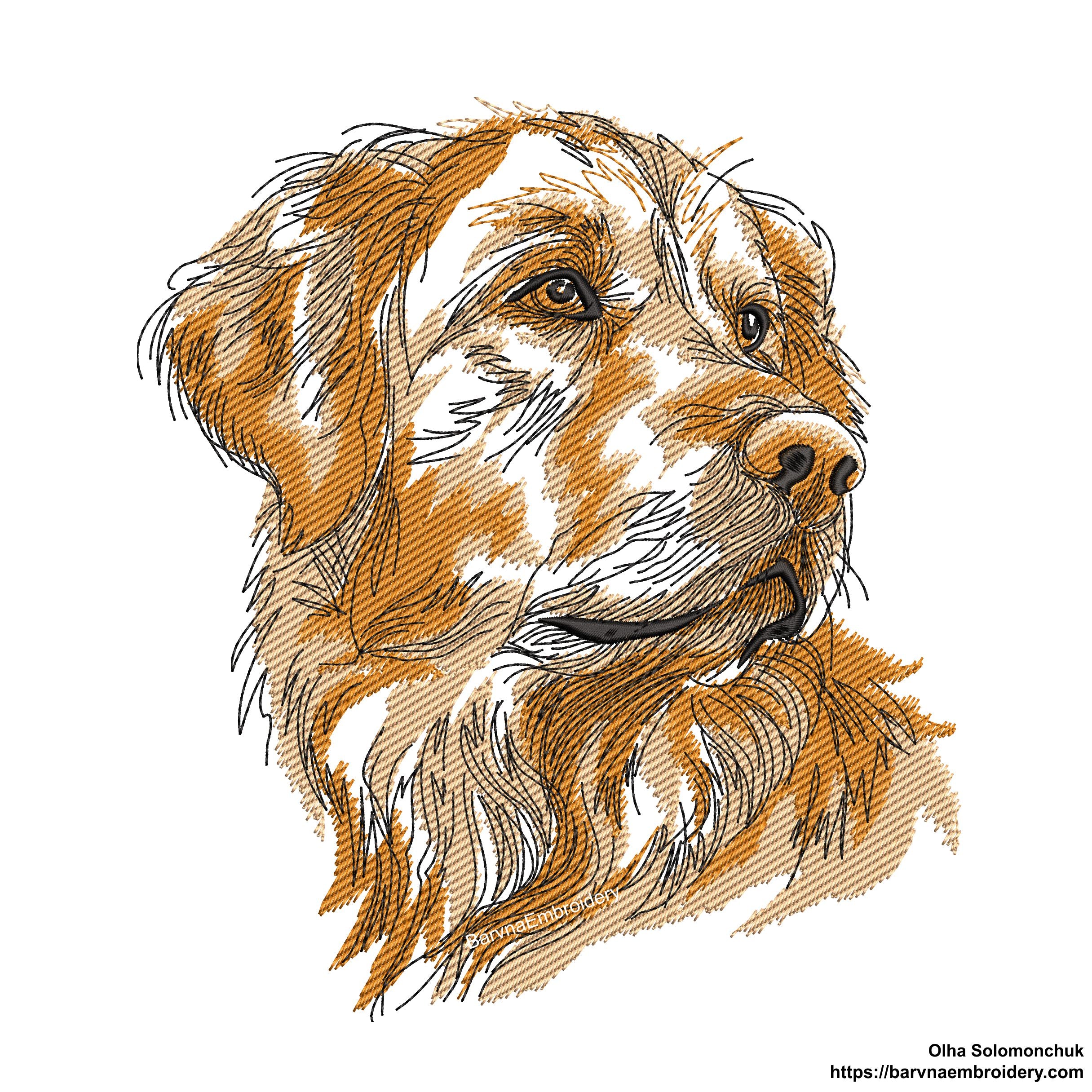 Golden Retriever Digital Machine Embroidery Design. – BarvnaEmbroidery