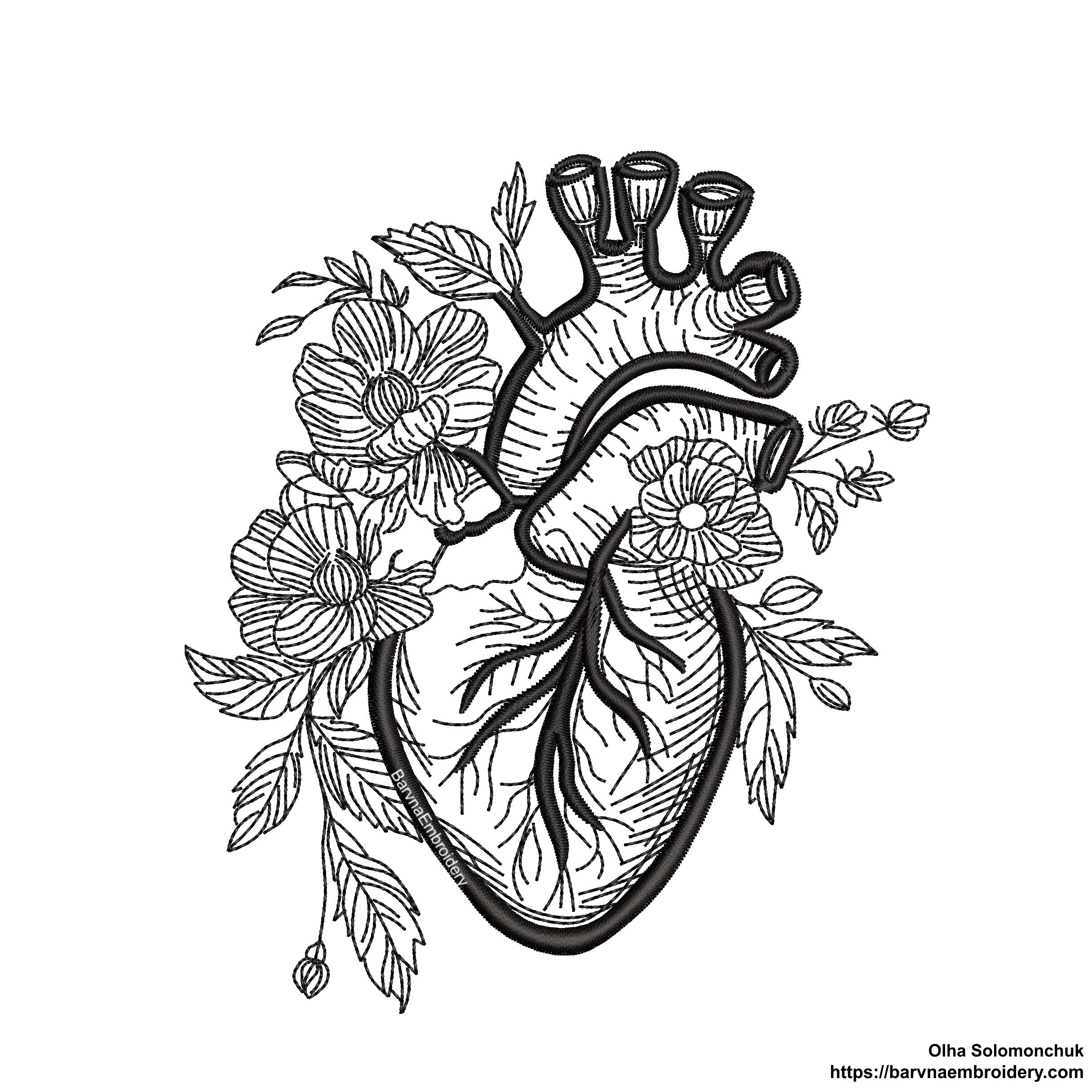 Realistic Heart Machine embroidery designs. – BarvnaEmbroidery