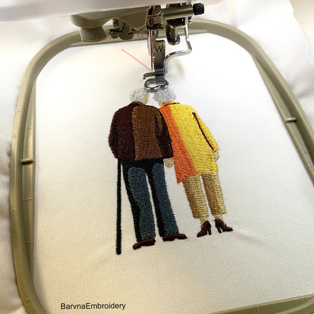 Elderly couple Machine embroidery designs. – BarvnaEmbroidery