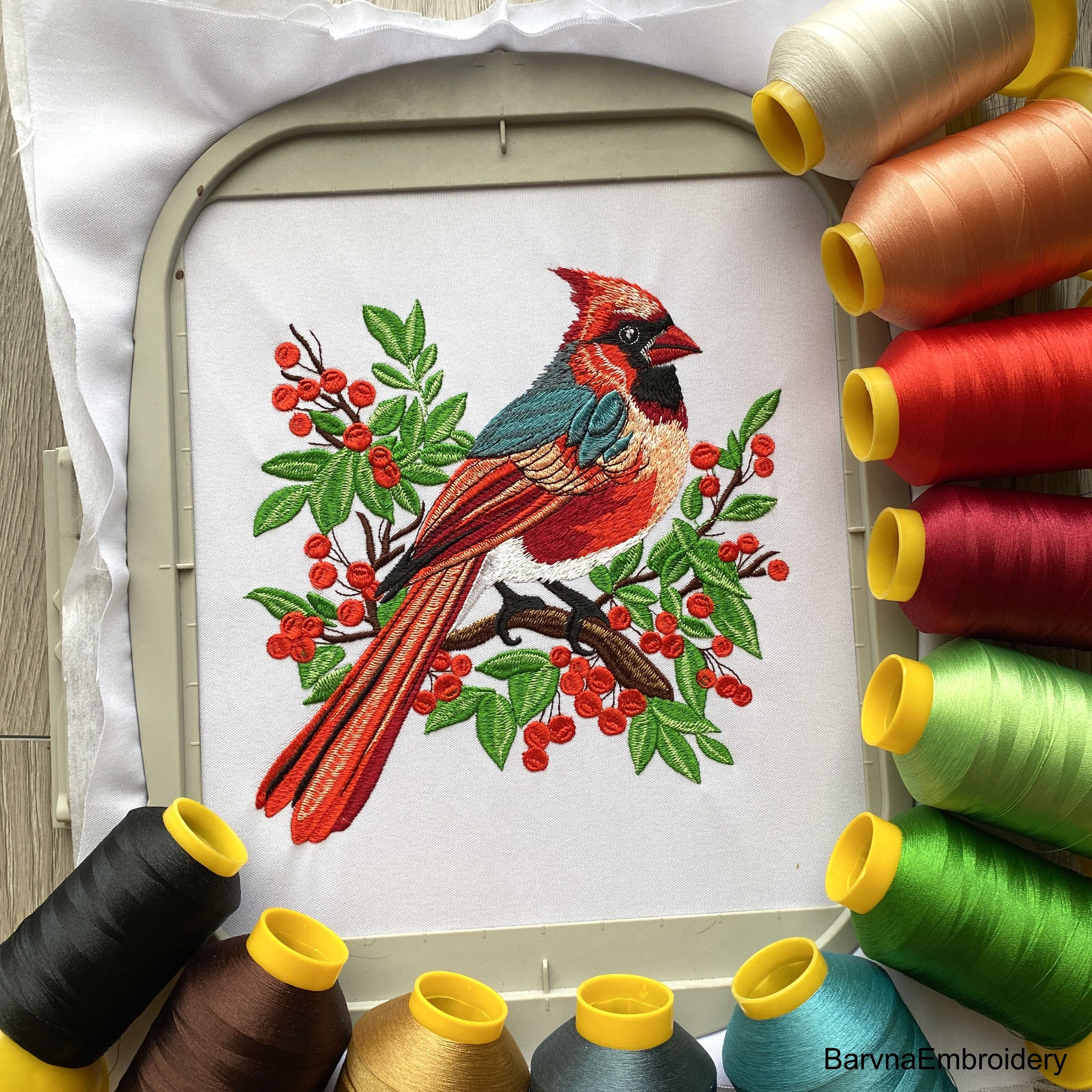 Cardinal bird Machine Embroidery designs, Red bird embroidery designs ...