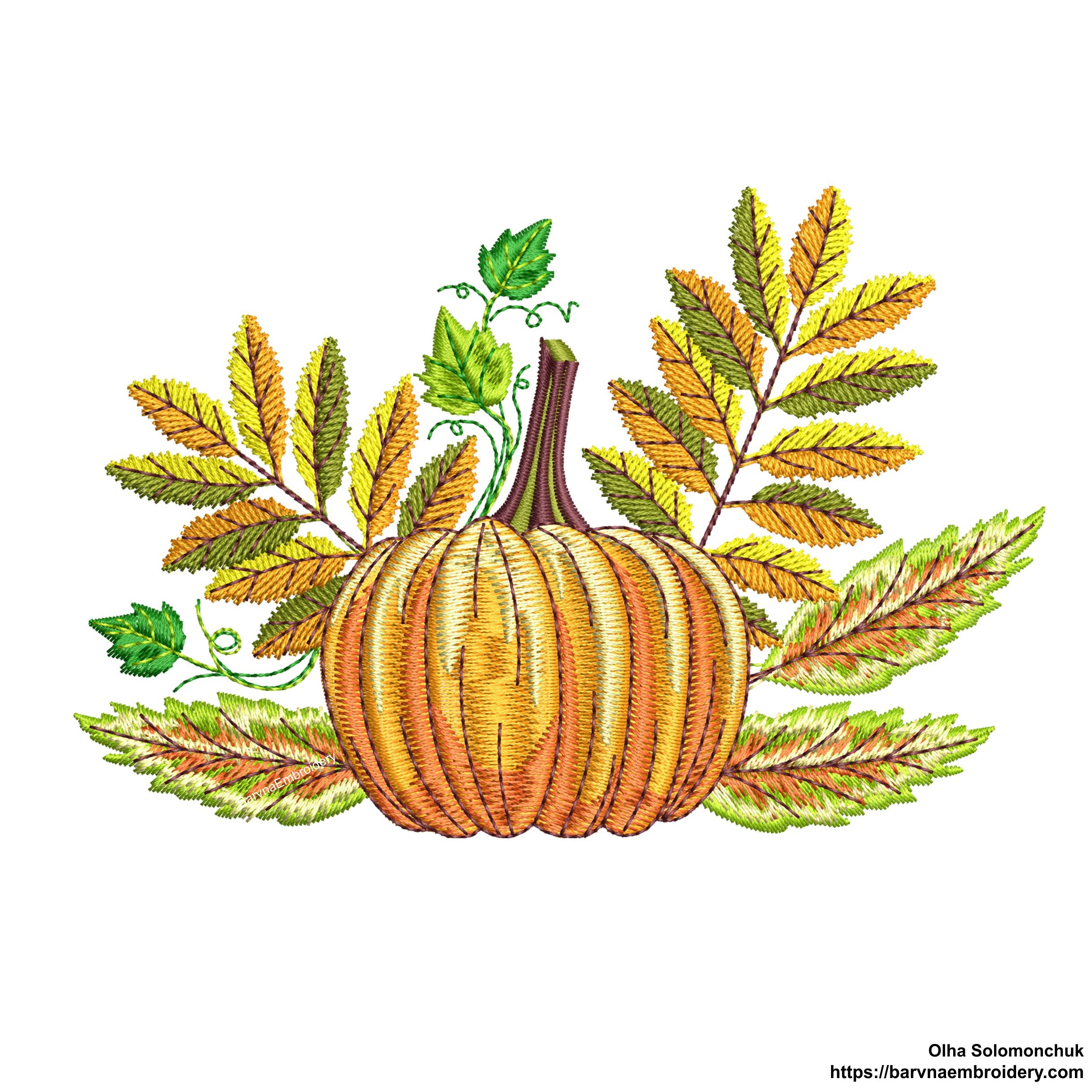 Autumn pumpkin embroidery designs. – BarvnaEmbroidery